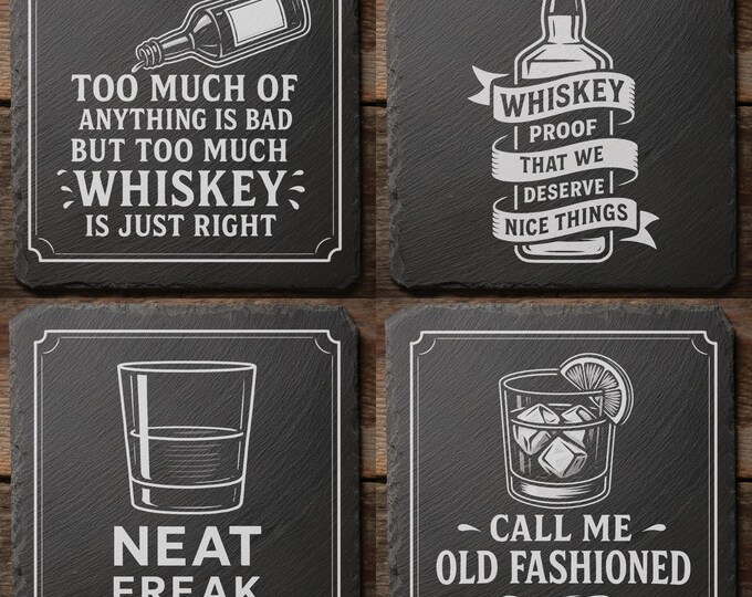 Whiskey Digital Files for Laser Engraving 4x4" Slate Coasters - Etsy Canada