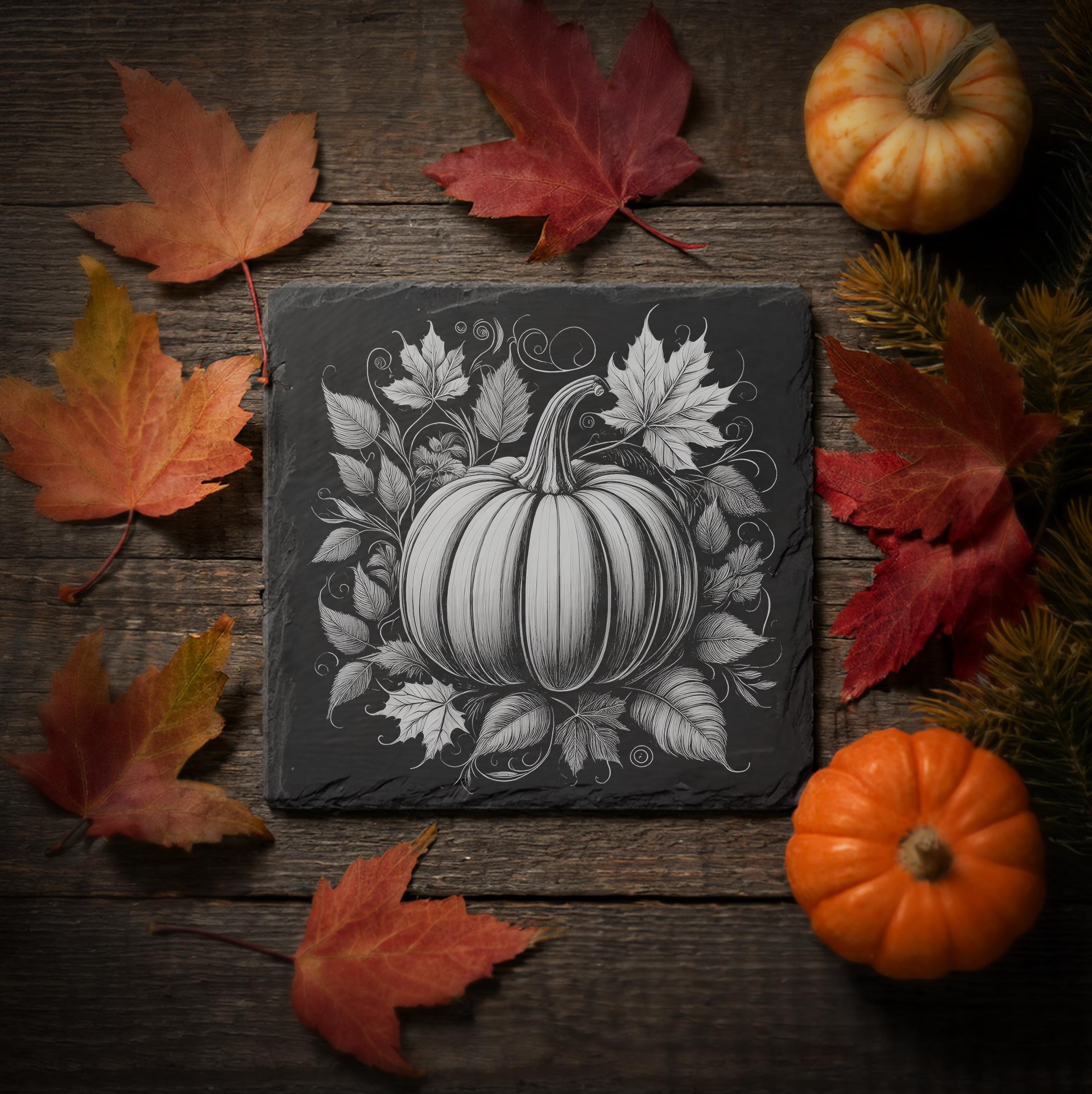 Autumn/fall Pumpkin Digital Files for Engraving Slate Coasters (PNG) - Etsy