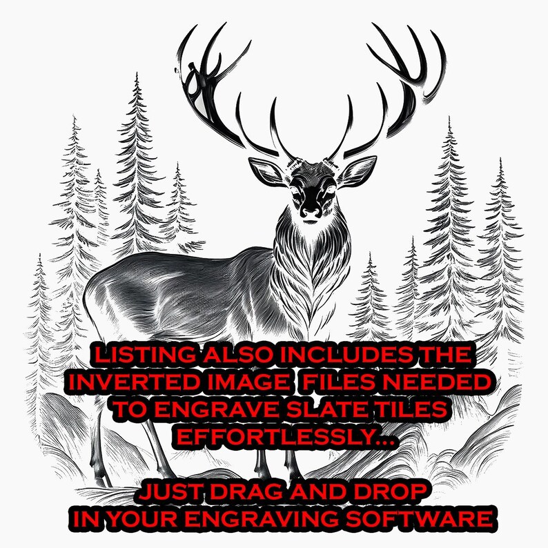 Deer in the Woods Digital Files for Engraving Slate Coasters (PNG ...