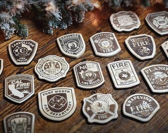 NEFDA 4" Wooden Fire Department Patch Christmas Ornaments (1/2' Thick ...