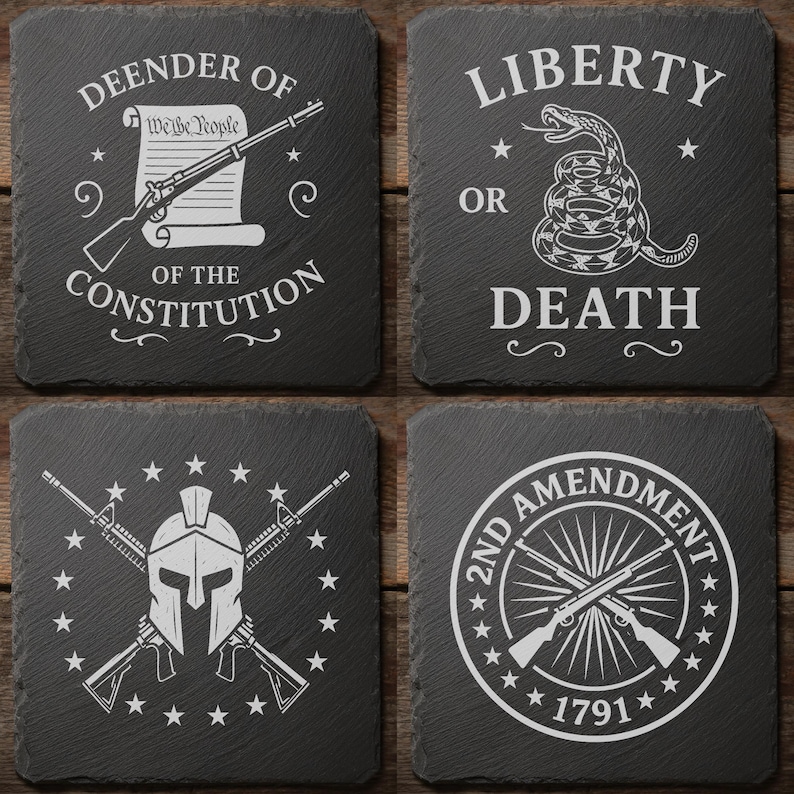 4- 2nd Amendment Digital Files for Engraving Slate Coasters (PNG ...