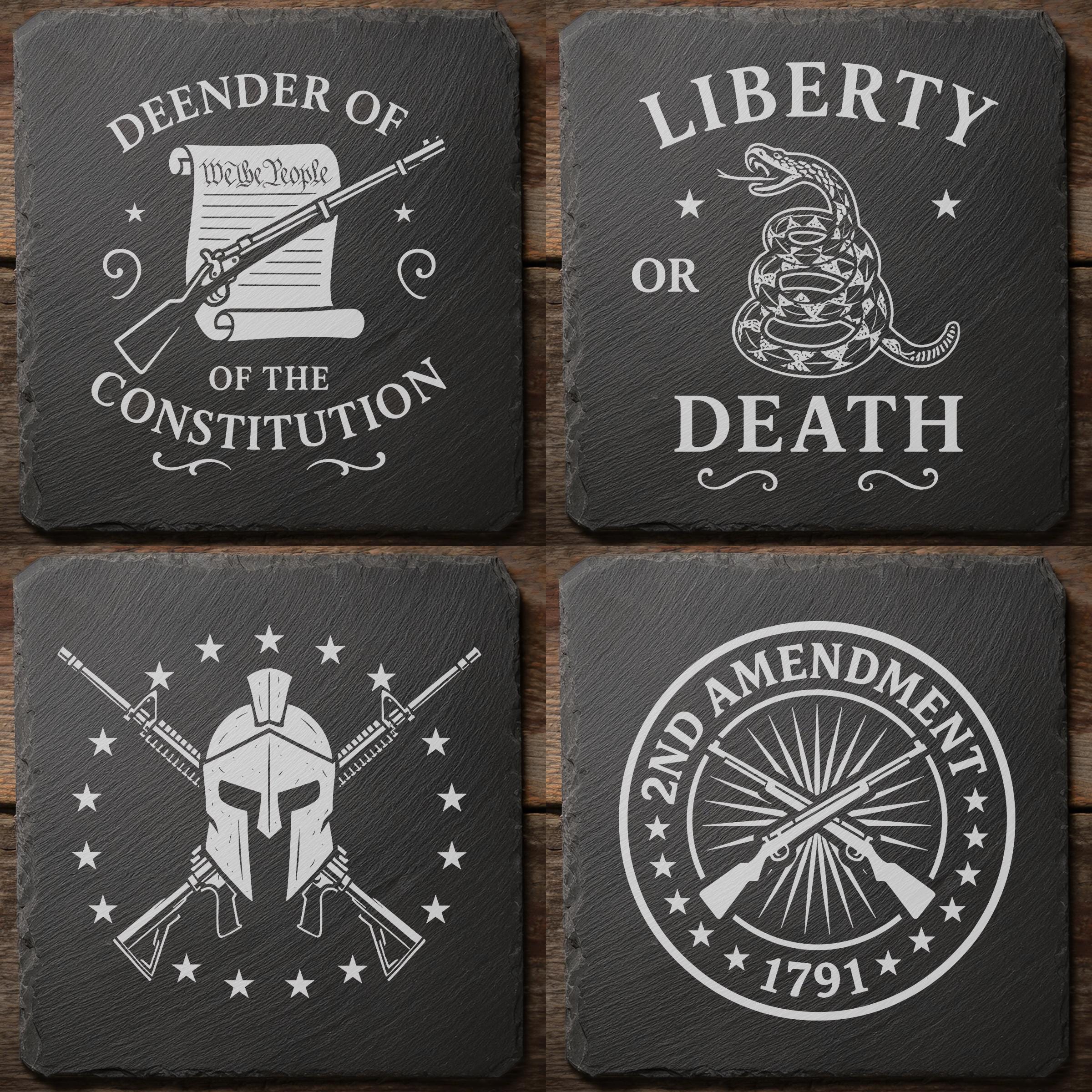 4- 2nd Amendment Digital Files for Engraving Slate Coasters (PNG ...