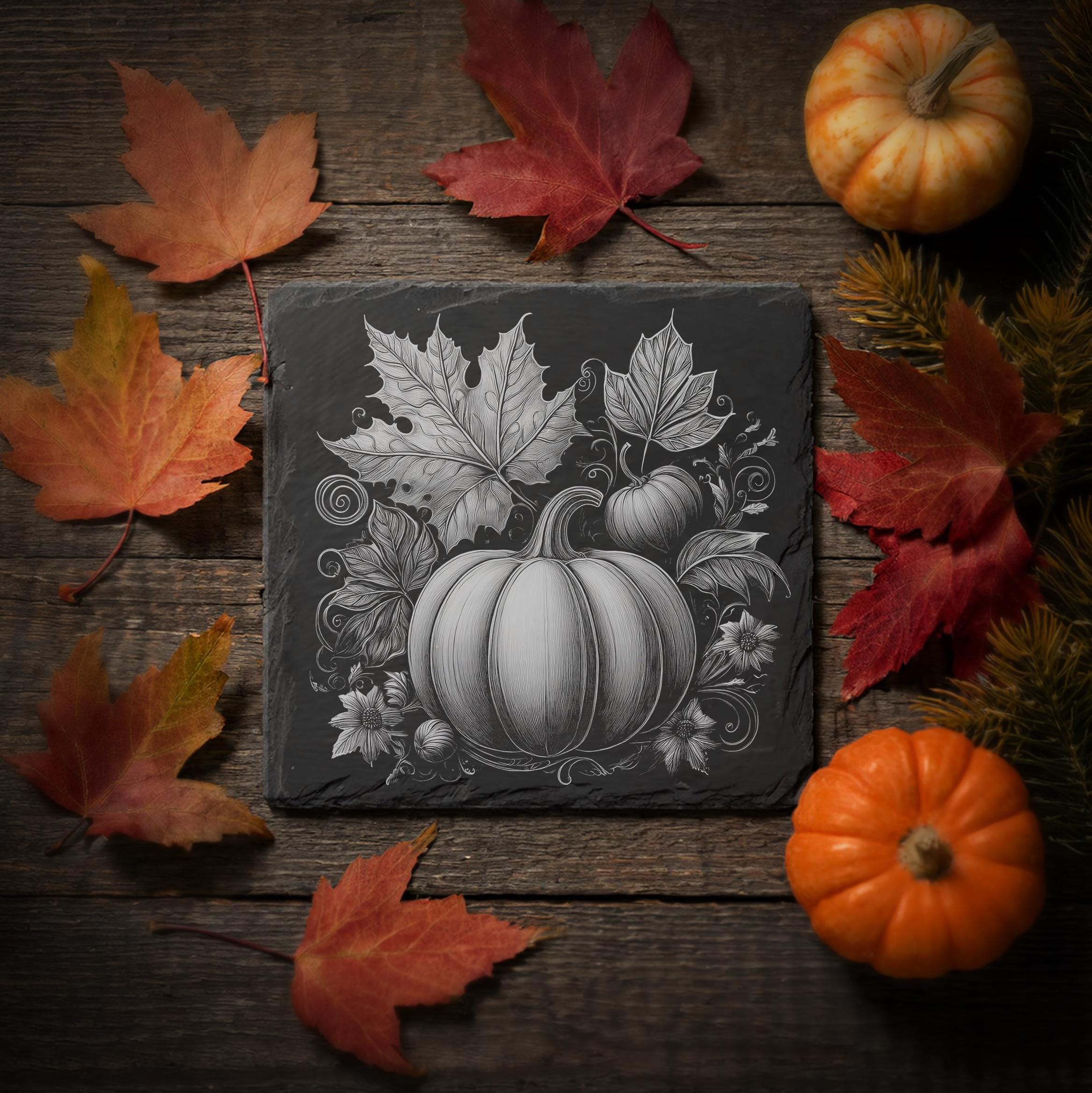 Autumn/fall Pumpkin Digital Files for Engraving Slate Coasters (PNG) - Etsy