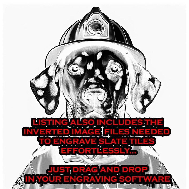4 Dalmatian Firefighter Dog Breed Digital Files for Engraving Slate ...