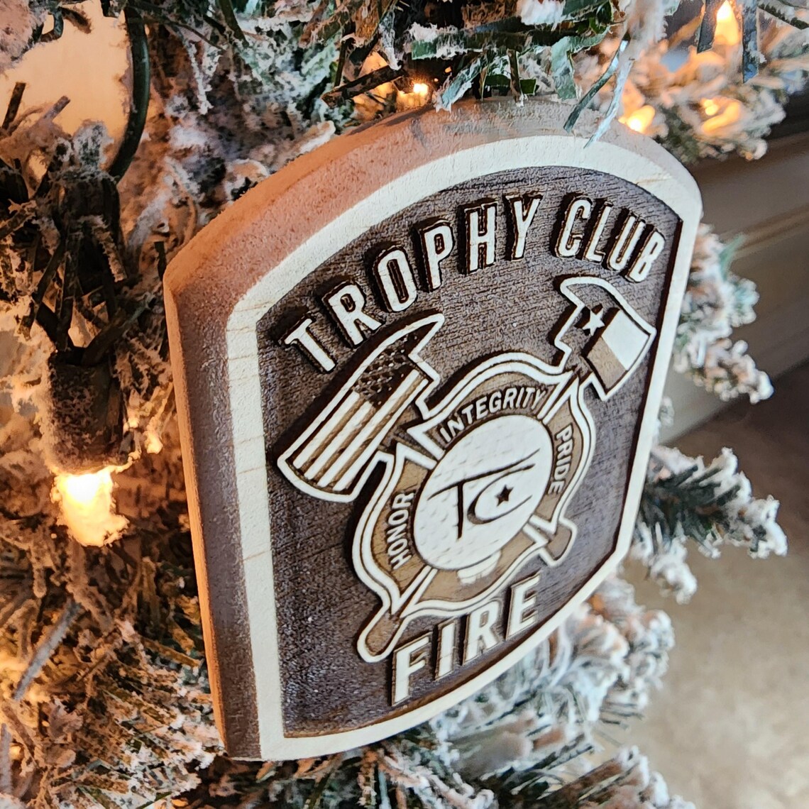 NEFDA 4" Wooden Fire Department Patch Christmas Ornaments (1/2' Thick ...