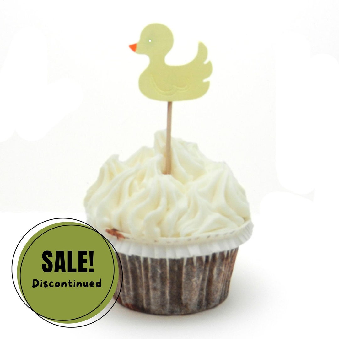 Duck Cupcake Toppers - Set of 12 - Yellow Cardstock Duckie Baby Shower ...