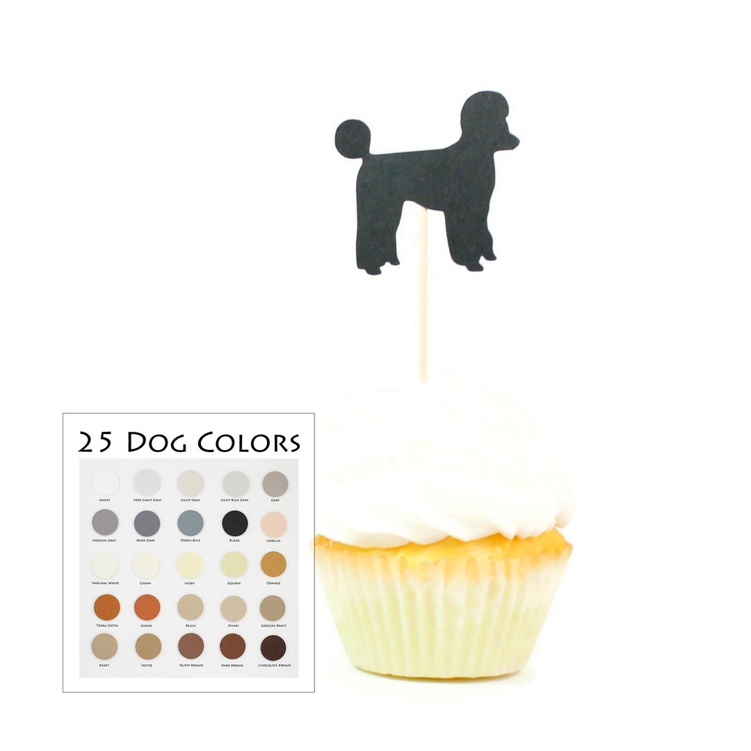 Poodle Cupcake Toppers: 25 Colors, Dog Birthday Party Decor (set of 12 ...
