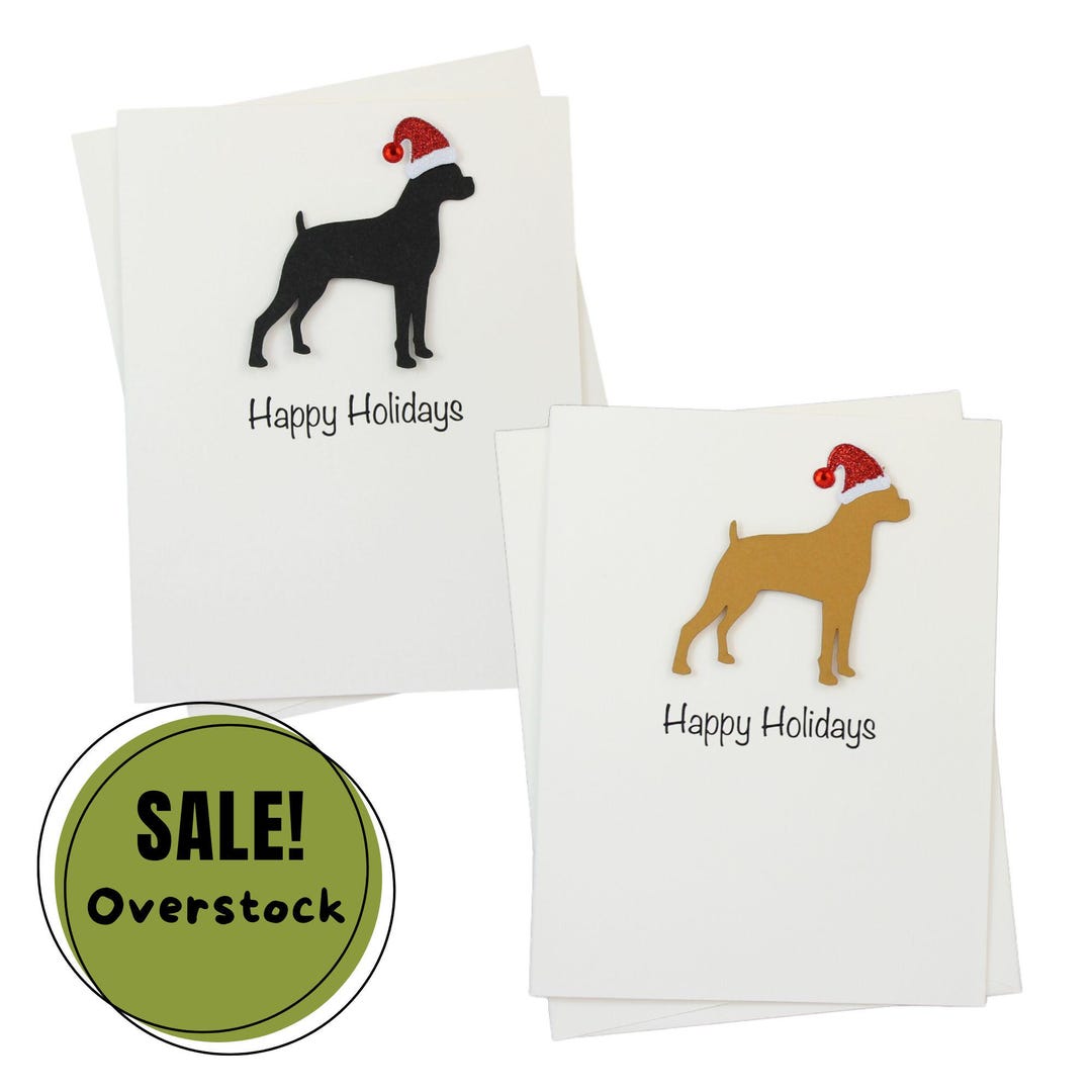 Boxer Christmas Cards Pack of 10 White Base | Handmade Dog Holiday ...