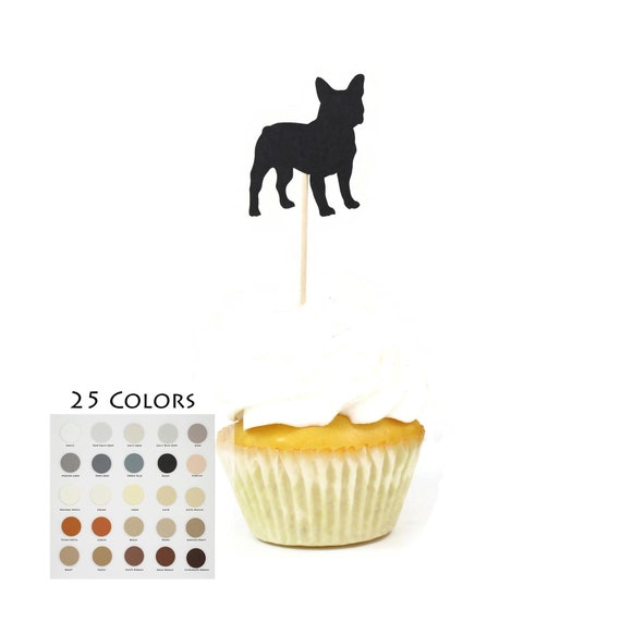 French Bulldog Cupcake Topper Set of 12 Frenchie Dog Cake - Etsy