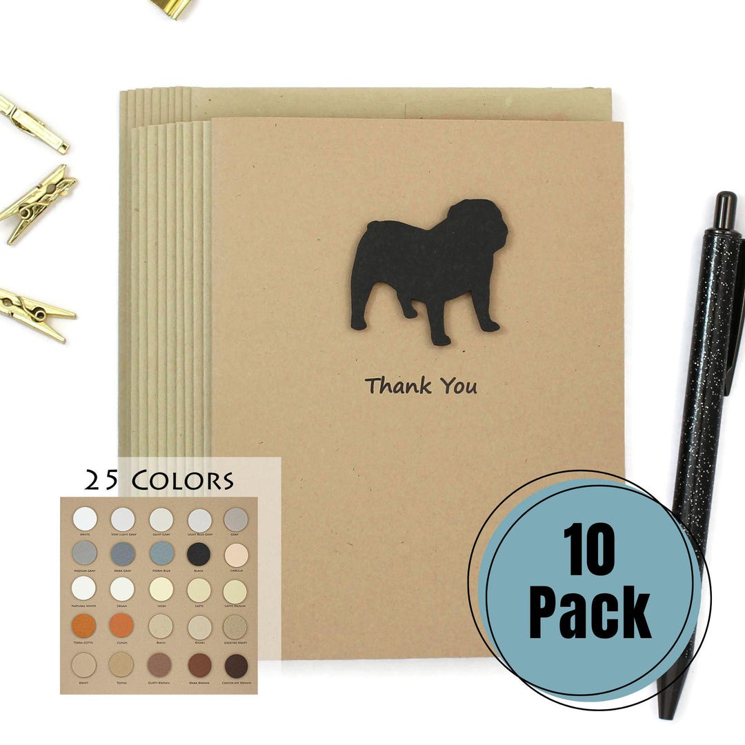 Bulldog Thank You Cards Pack of 10 | Handmade Greeting Cards | 25 Dog ...