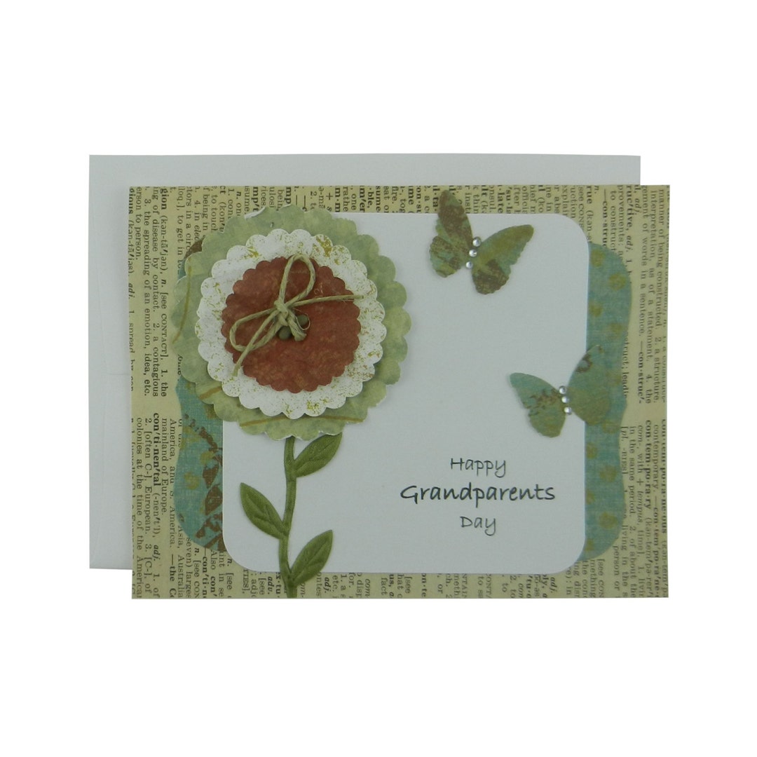 Handmade Grandparents Day Card: Vintage Flower & Butterflies - Etsy