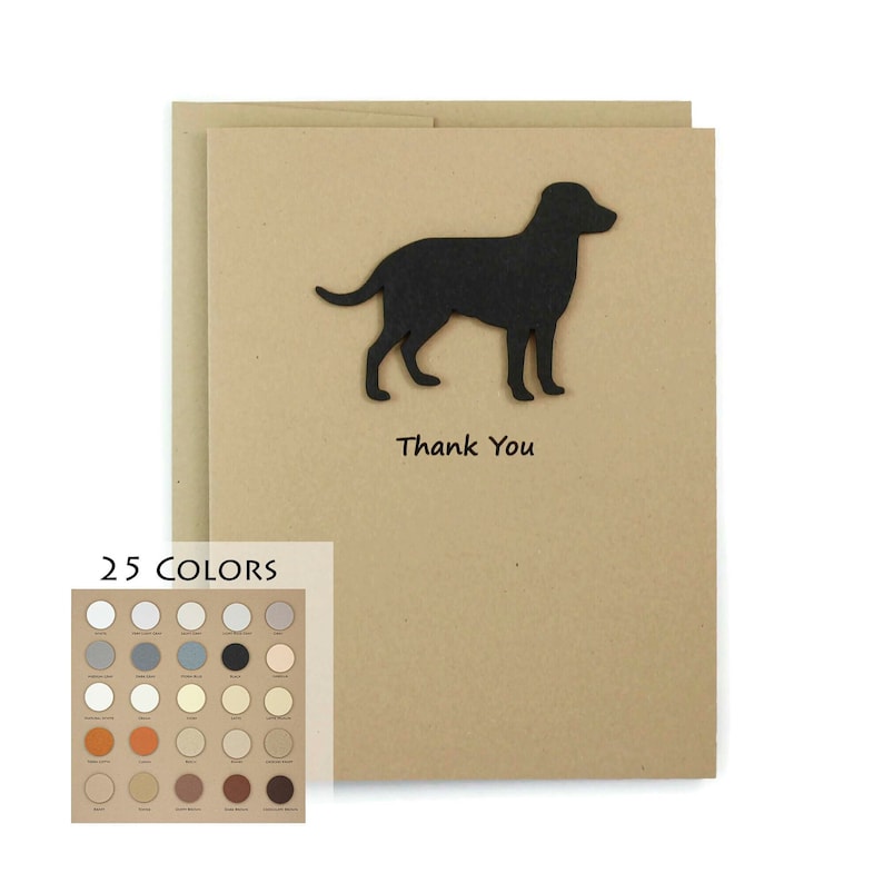 Labrador Thank You Card: Handmade Dog Greeting, Kraft Brown - Etsy