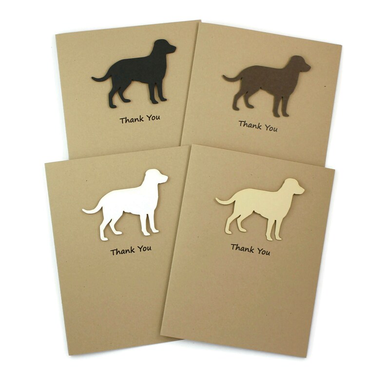 Labrador Thank You Card: Handmade Dog Greeting, Kraft Brown - Etsy