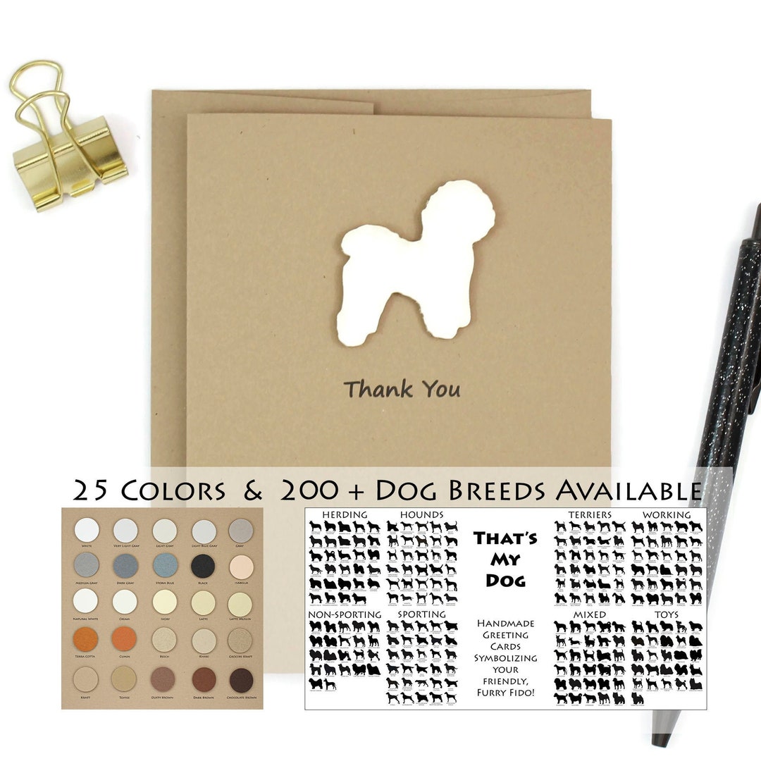 Dog Thank You Card | 200+ Dog Breeds to Choose From | 25 Dog Colors ...