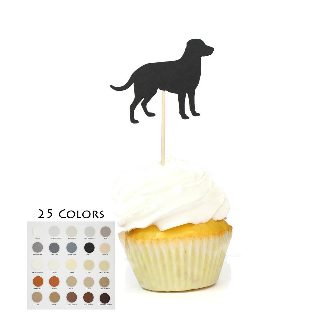 Labrador Retriever Cupcake Toppers: Dog Birthday Party Decor, Set of 12 ...