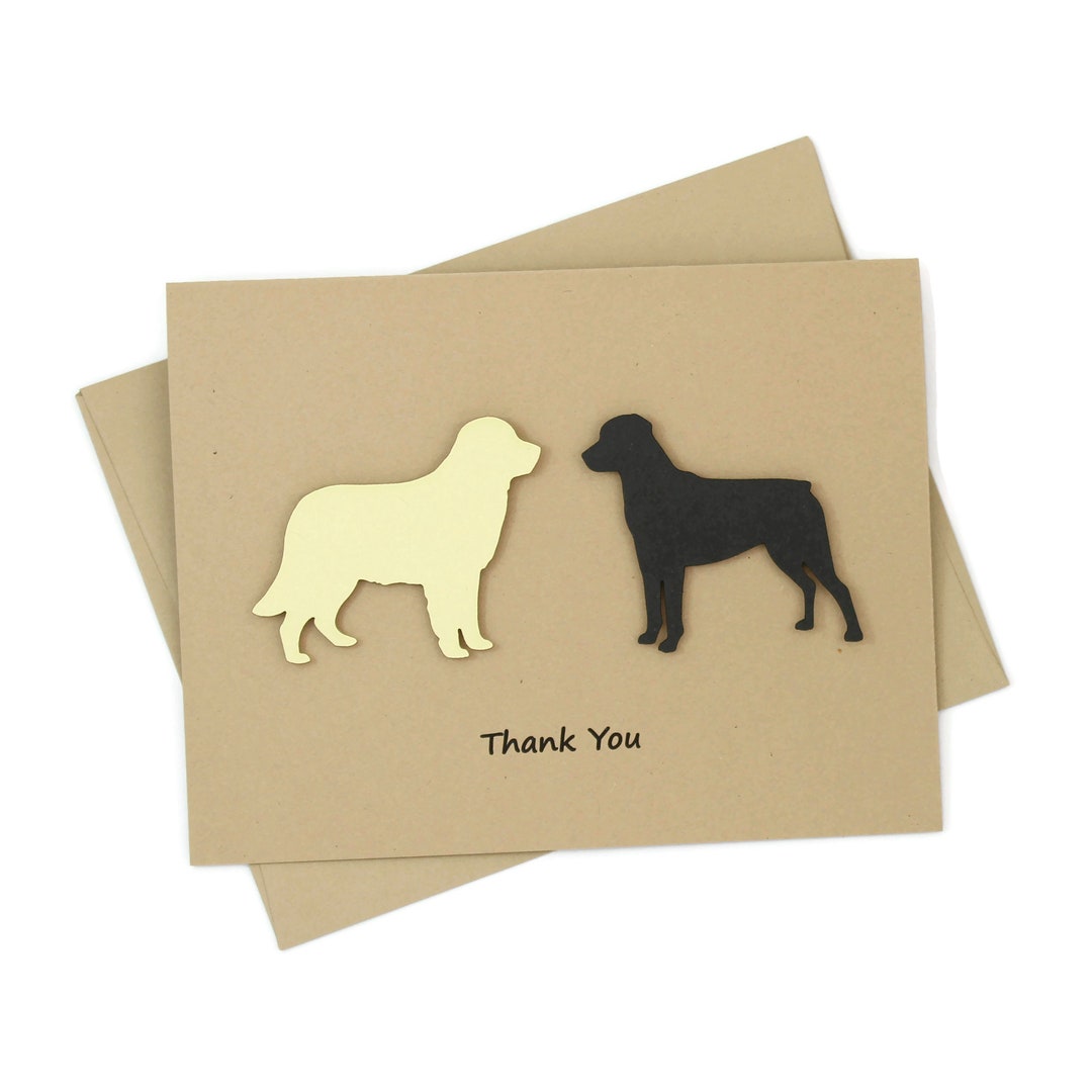 2 Pets Custom Thank You Card Custom | Handmade Cat or Dog | Single Card ...