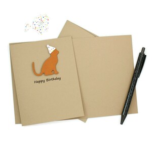 Cat Birthday Card: Handmade Kraft Notecard With Party Hat - Etsy