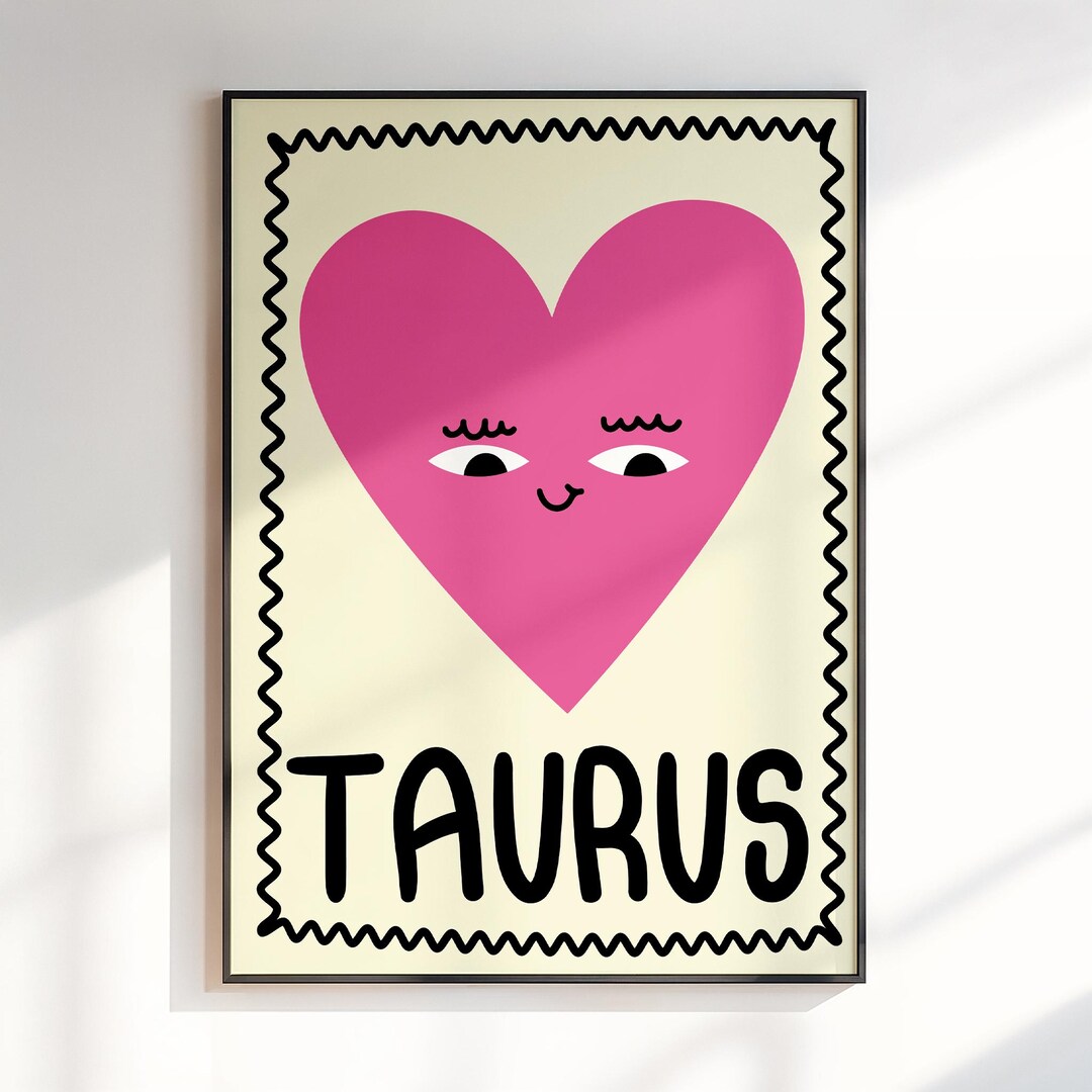 Taurus Zodiac Print: Funky Kids Room Astrology Wall Art (digital ...