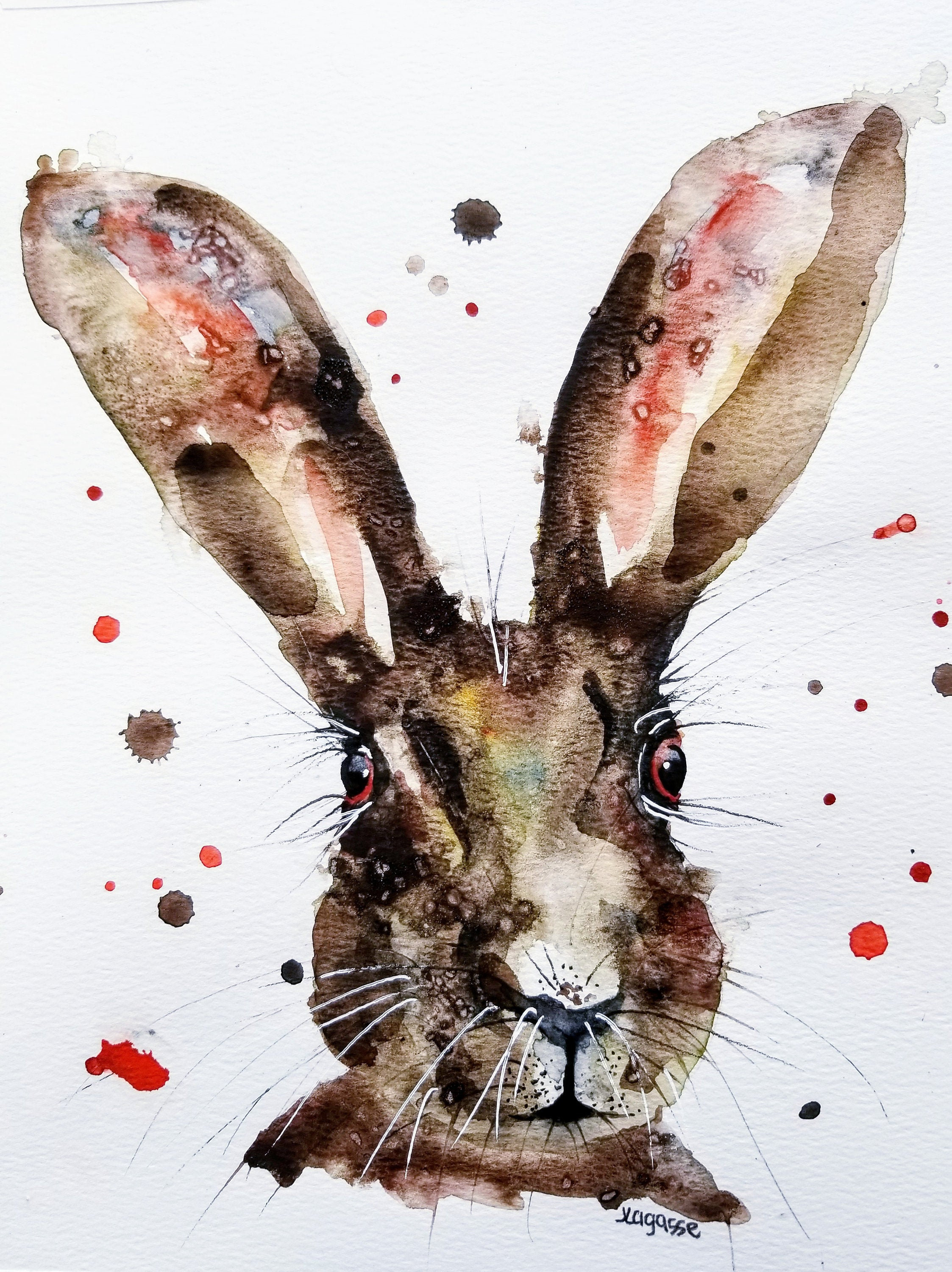 Rabbit Painting, Animal Art, Children's Room Art, ORIGINAL, Hare ...