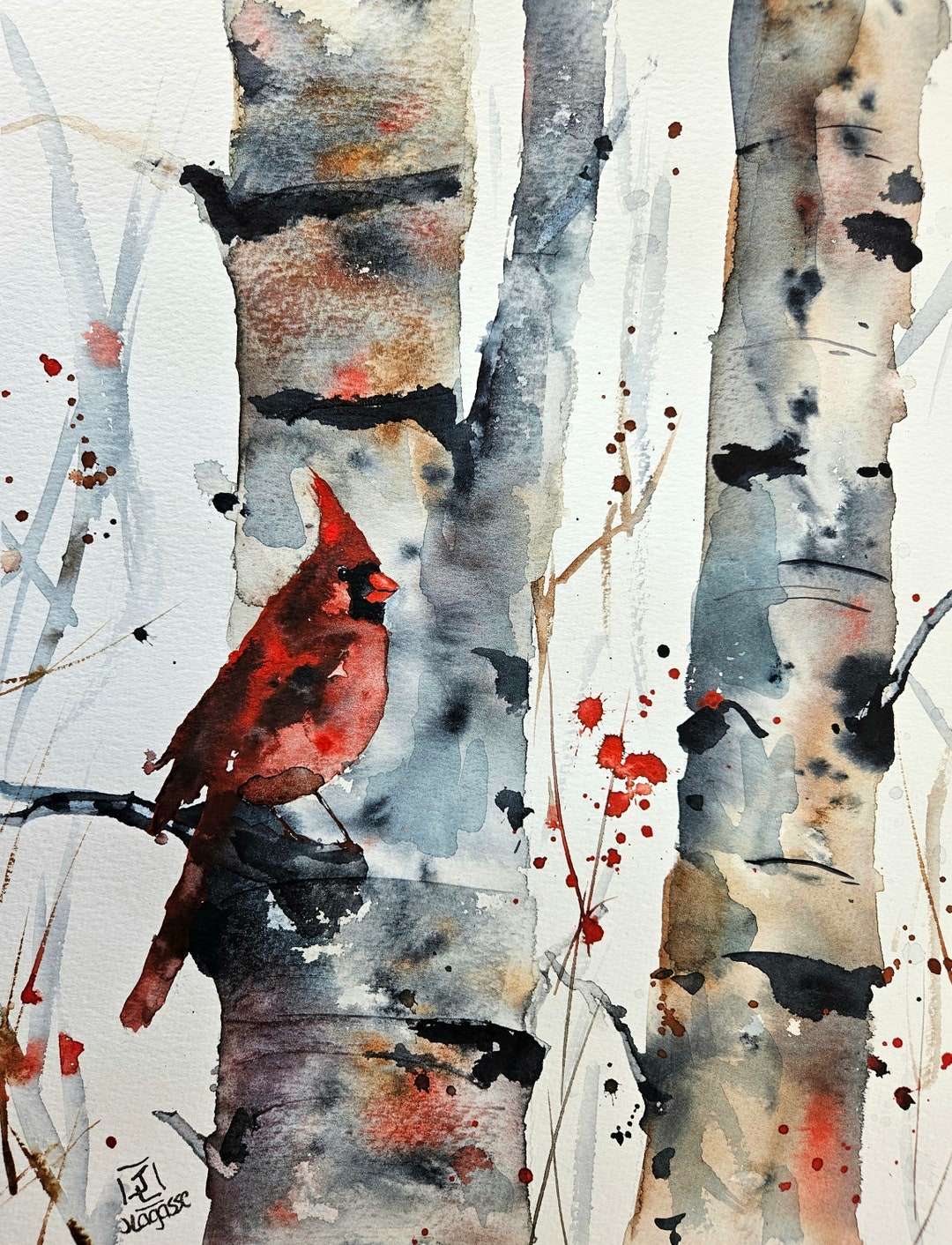 Cardinal Painting, Cardinal Art, Children's Room Art, ORIGINAL, Bird ...