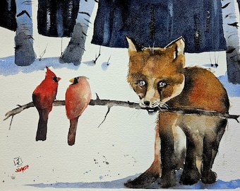 Fox Painting, Animal Art, Children's Room Art, ORIGINAL, Fox Painting ...