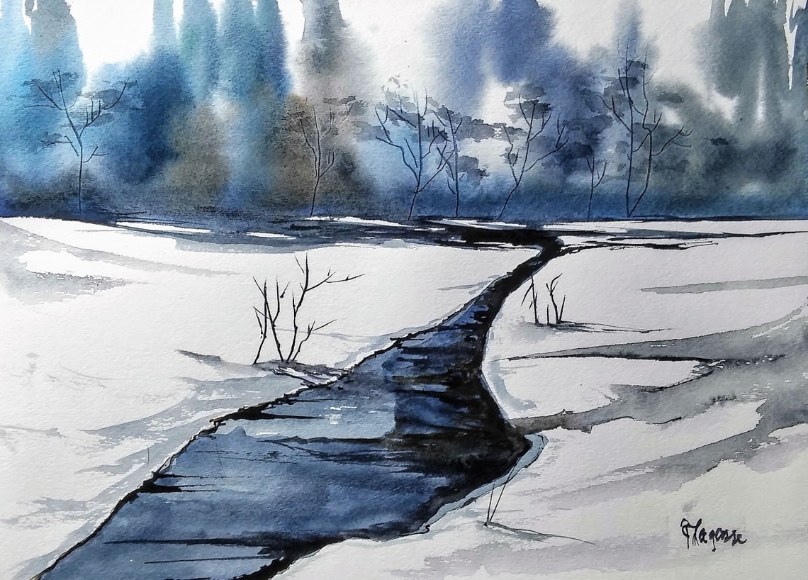 Original Watercolour Painting by Jim Lagasse Blue Painting - Etsy