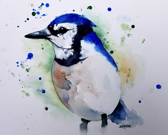 Blue Jay Bird Painting Bird Art Blue Jay Art Animal - Etsy