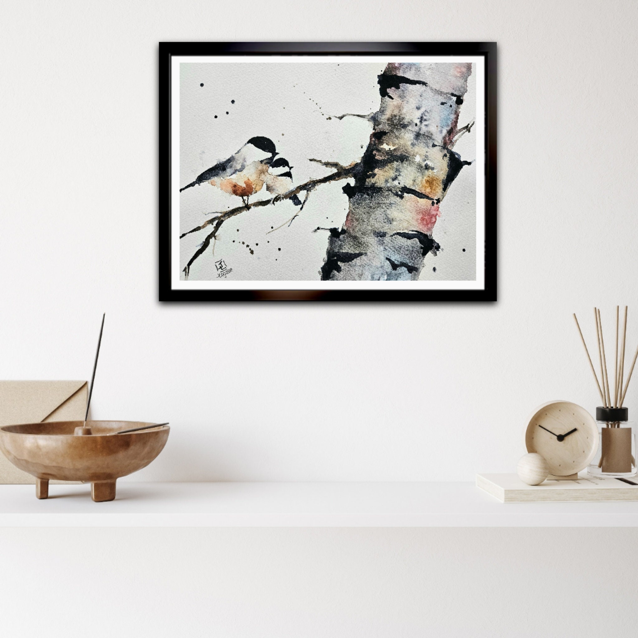 Chickadee Print Nursery Prints Original Art Wall Art Bird - Etsy