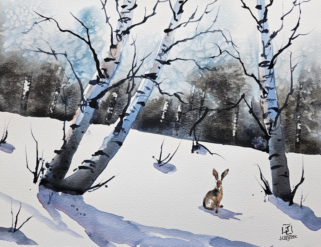 Rabbit Painting, Animal Art, Children's Room Art, ORIGINAL, Hare ...