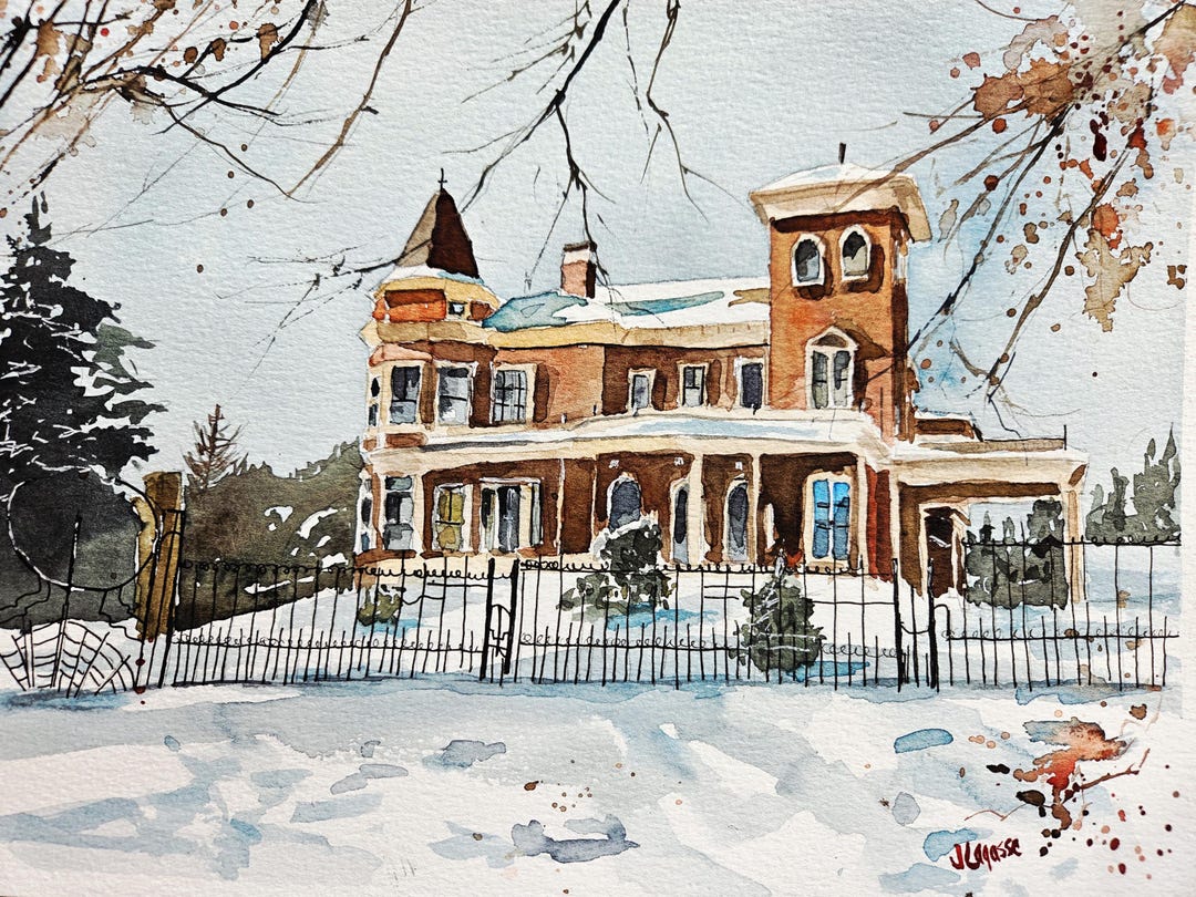 Stephen King Home Watercolor Painting – Original 9x12 Gothic Victorian ...