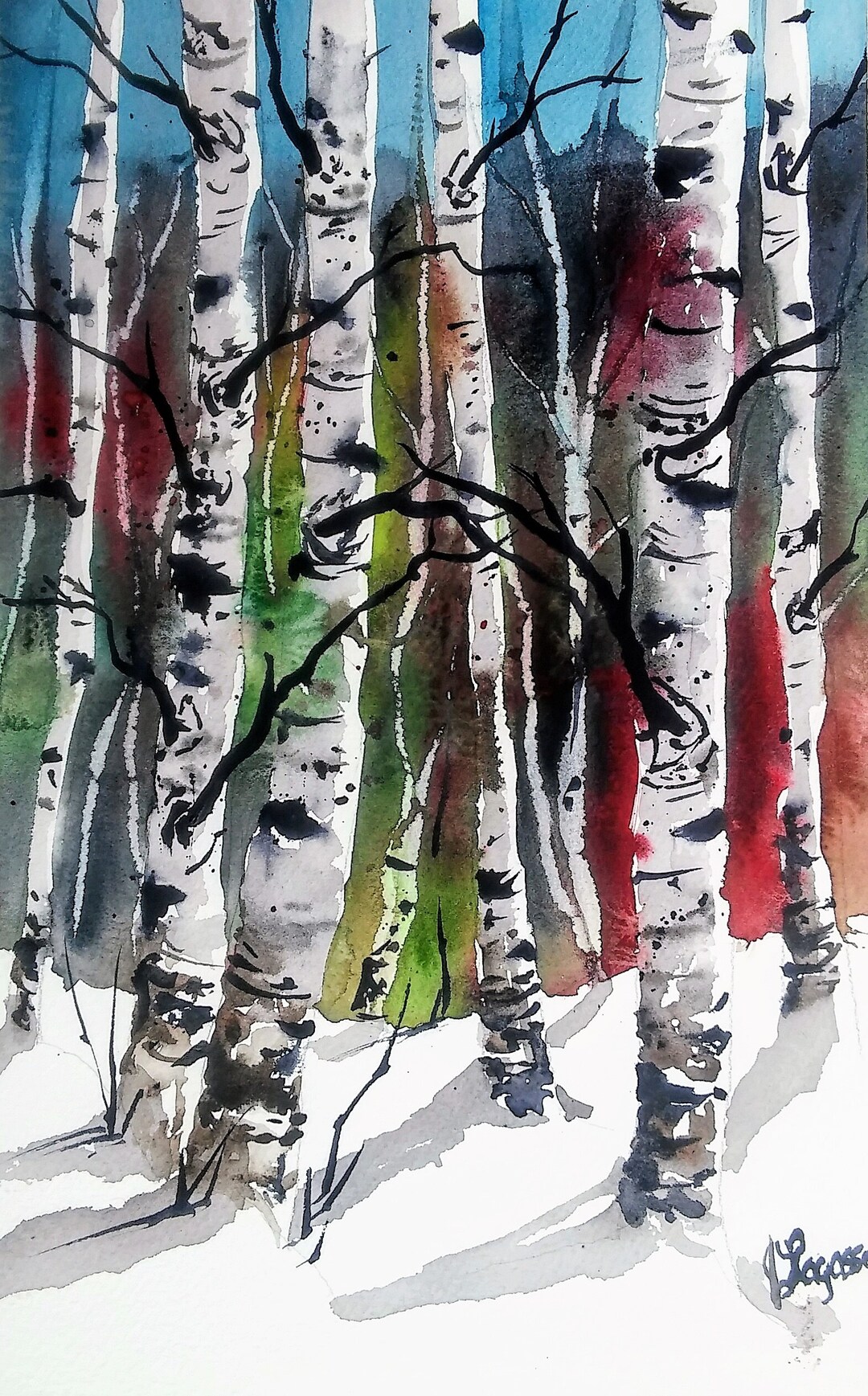 Original Watercolour Painting by Jim Lagasse | Trees Painting ...