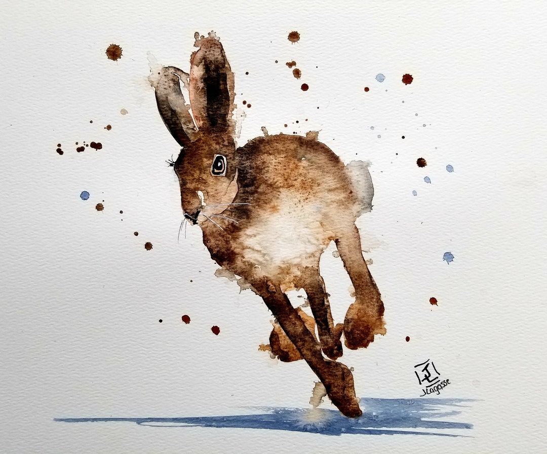 HARE Painting, Original Watercolor Painting, Hare Painting, Rabbit ...