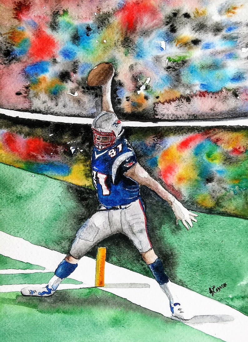New england Patriots rob gronkowski art Original Watercolor | Etsy