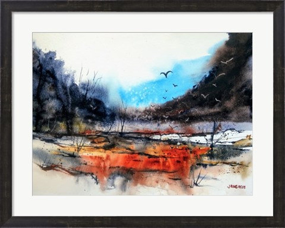 Abstract Landscape Landscape Watercolor Abstract Landscape - Etsy