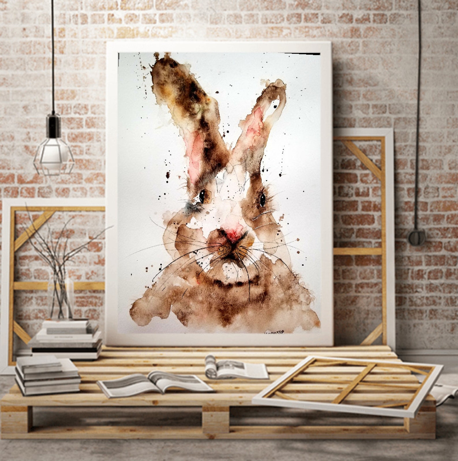 Rabbit Print, Animal Art, Children's Room Art, PRINT, Rabbit ...