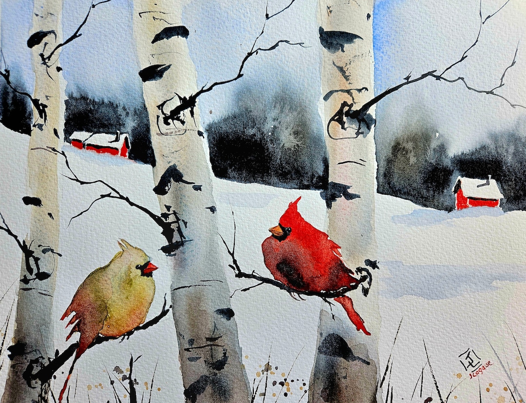 Cardinal Print, Watercolor Print, Bird Print, Cardinal Art, Animal ...