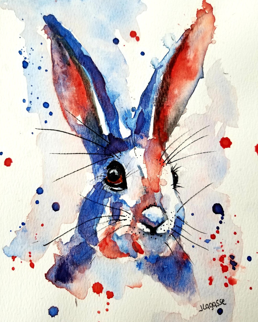 Rabbit Painting, Animal Art, Children's Room Art, ORIGINAL, Hare ...