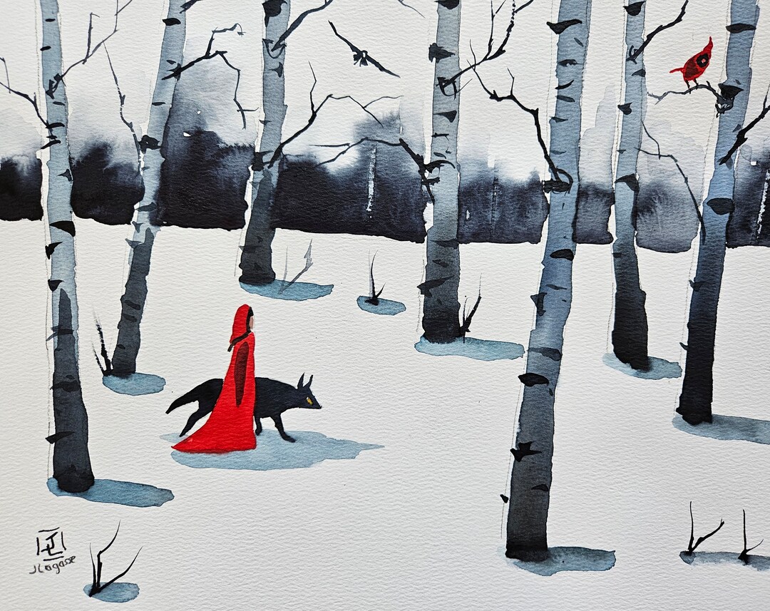 Little Red Riding Hood, Print, Animal Print, Animal Art, Landscape ...