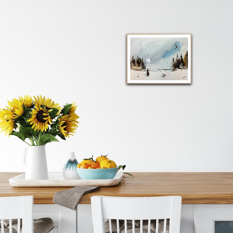 The Fox Who Chased the Moon, Original Watercolor Painting 9 X 12" by ...