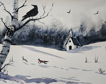 ACEO Print Aceo Limited Edition Art Card Watercolor Painting Landscape ...