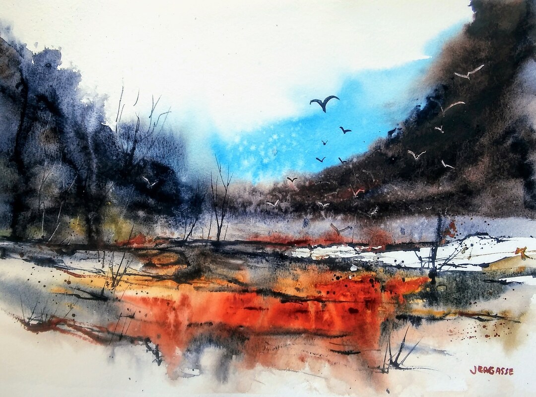 Abstract Landscape, Landscape Watercolor, Abstract Landscape Painting ...