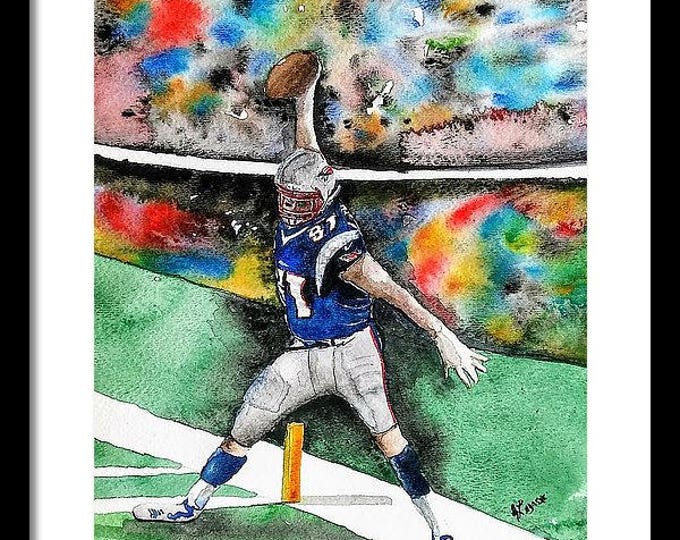 New England Patriots Rob Gronkowski Art Original Watercolor - Etsy