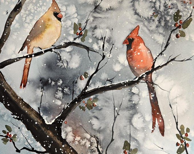 Cardinal Bird Painting Original Watercolor Painting, Bird Art,cardinal ...