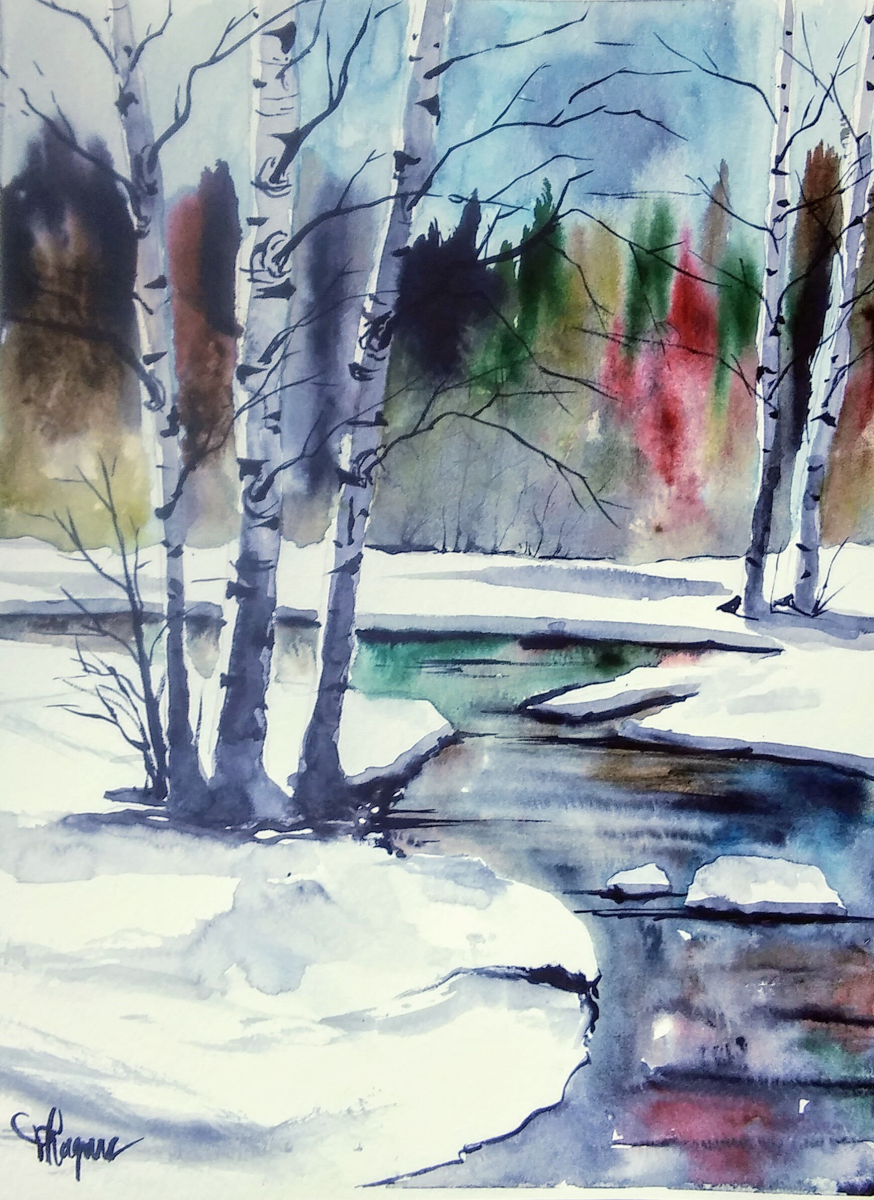 Original Watercolour Painting by Jim Lagasse Trees Painting | Etsy