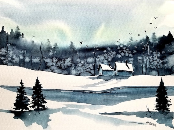 Original Winter Painting Winter Landscape Painting Landscape - Etsy