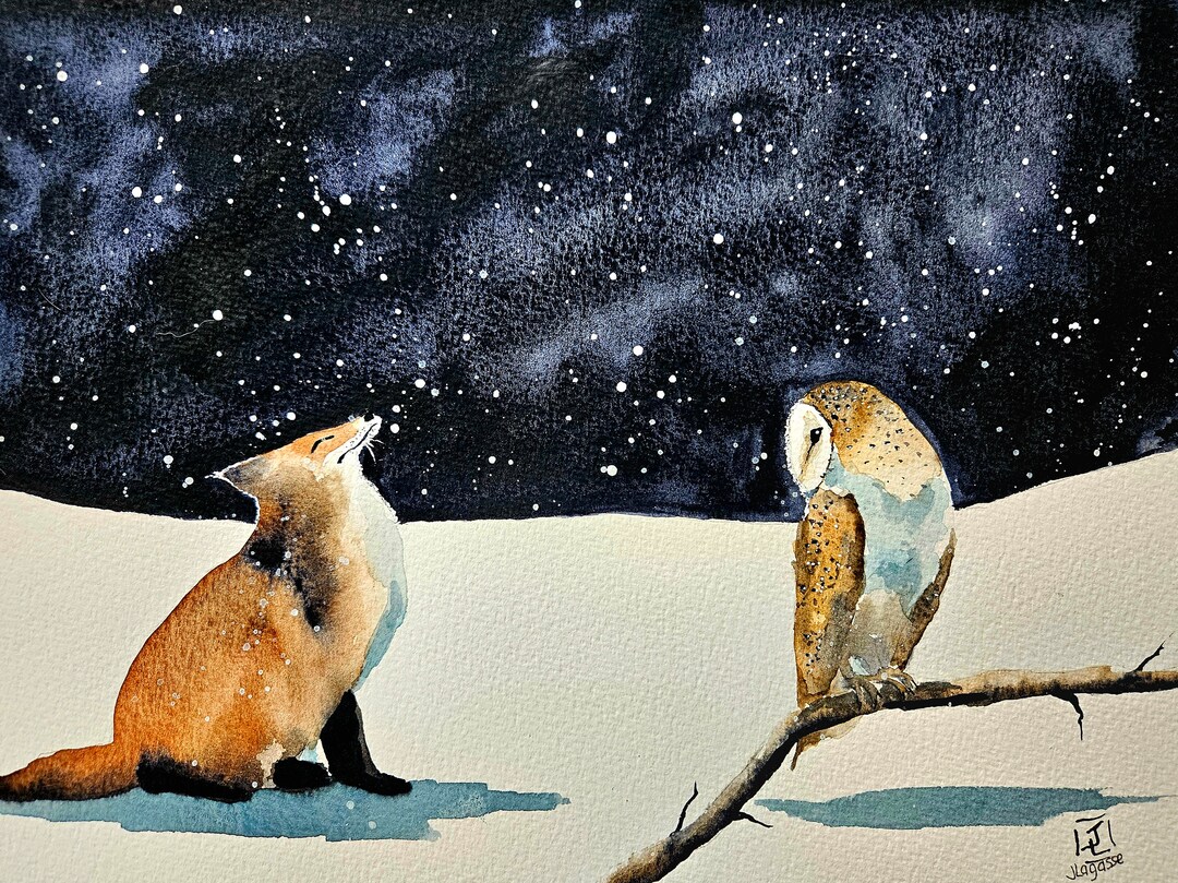 Owl Painting, Animal Art, Children's Room Art, ORIGINAL, Bird Art ...