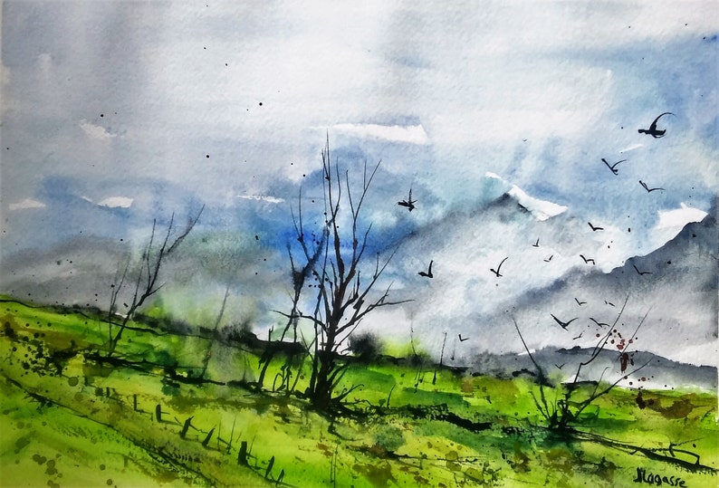 Original Watercolor Painting Landscape Jim Lagasse Art Wall - Etsy