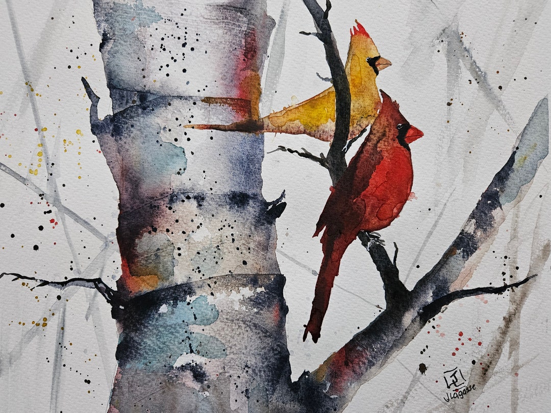 Cardinal Painting, Cardinal Art, Children's Room Art, ORIGINAL, Bird ...