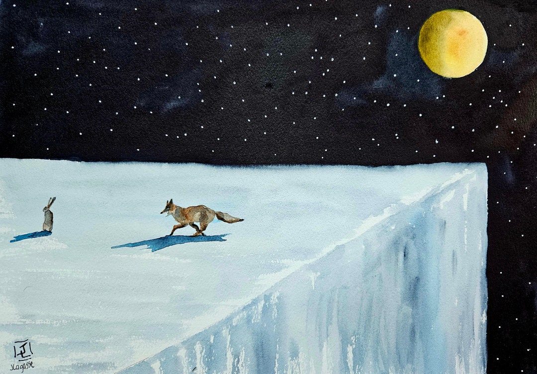 The Fox and the Hare Painting. Original Children's Book Art. Nursery ...