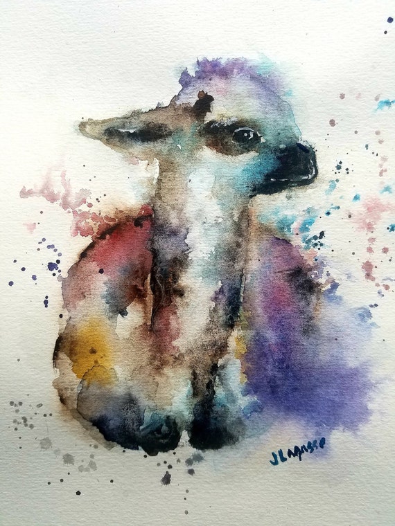 Original Painting Lamb Baby Lamb Art Animal Painting | Etsy